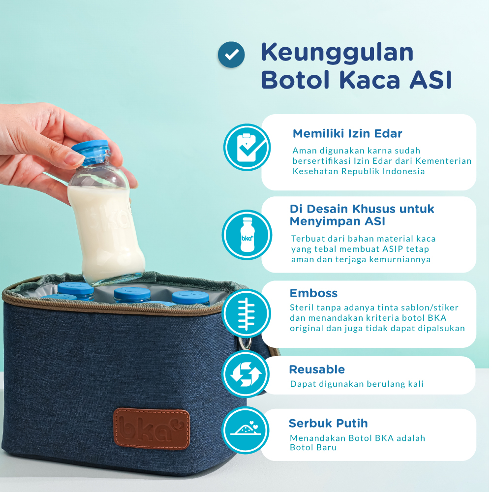 Wadah penyimpanan Botol Kaca ASI